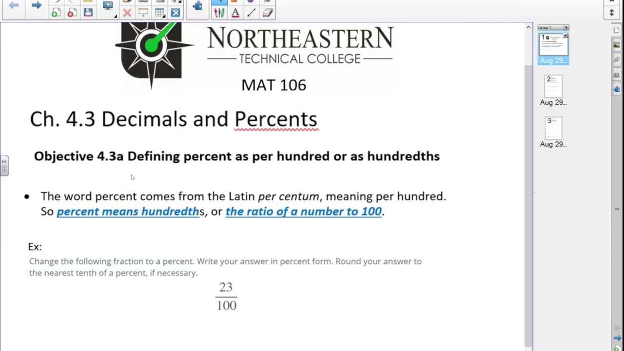 106 4.3a_b Defining percent as per hundred or as hundredths_Converting ...