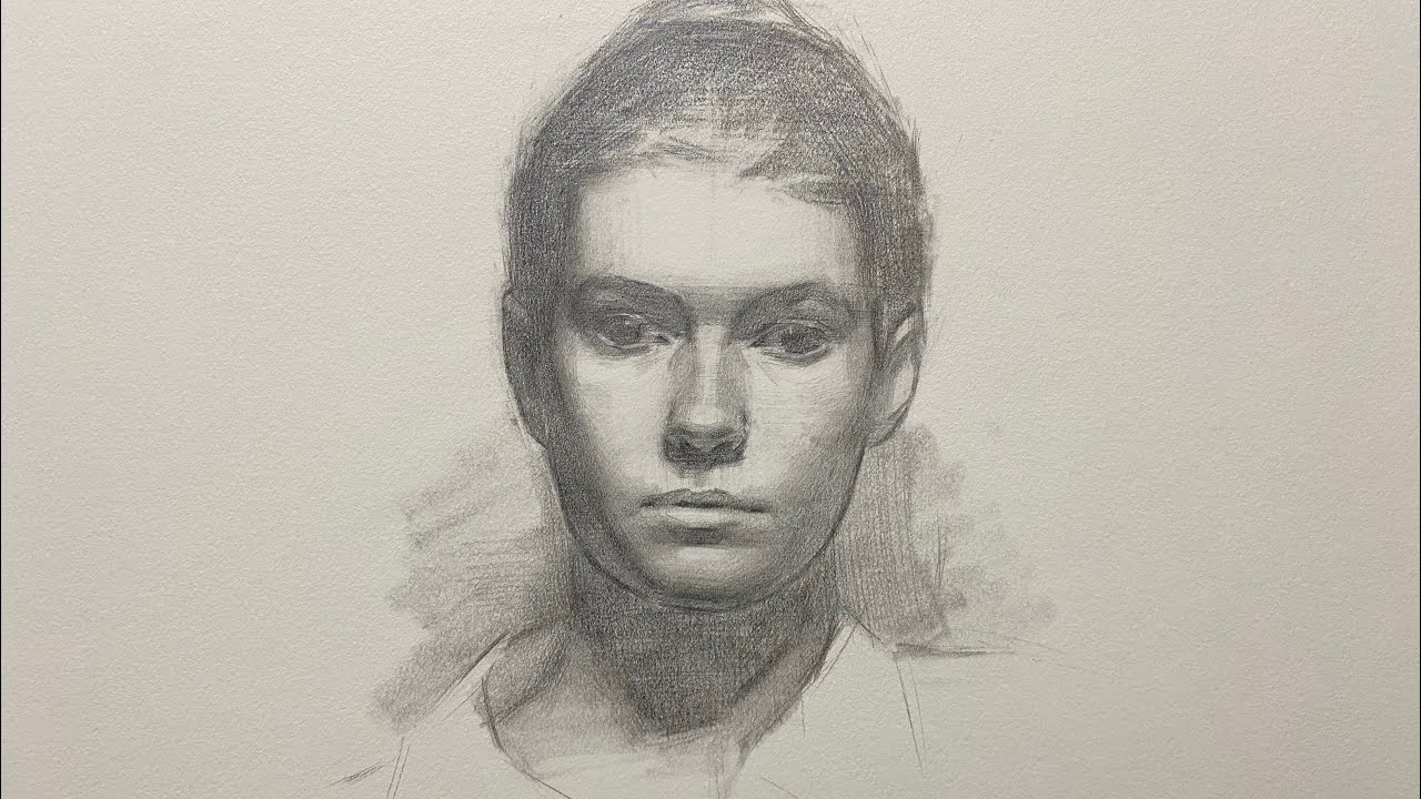 Sketching a Portrait in Front view - YouTube