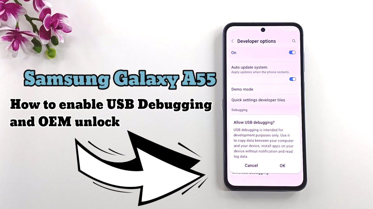 Samsung Galaxy A55 How to enable USB Debugging and OEM unlock - YouTube