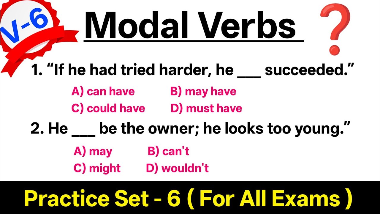 😱 Most Important Modal Verbs MCQ | 100% Exam Questions | English ...