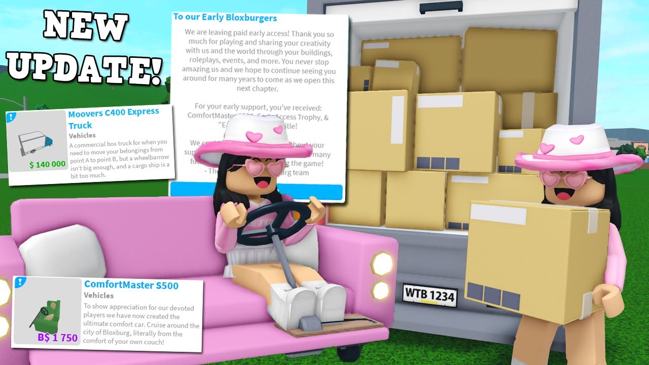 NEW BLOXBURG VEHICLE UPDATE! Moving Truck, Couch Car, Tutorial, and ...