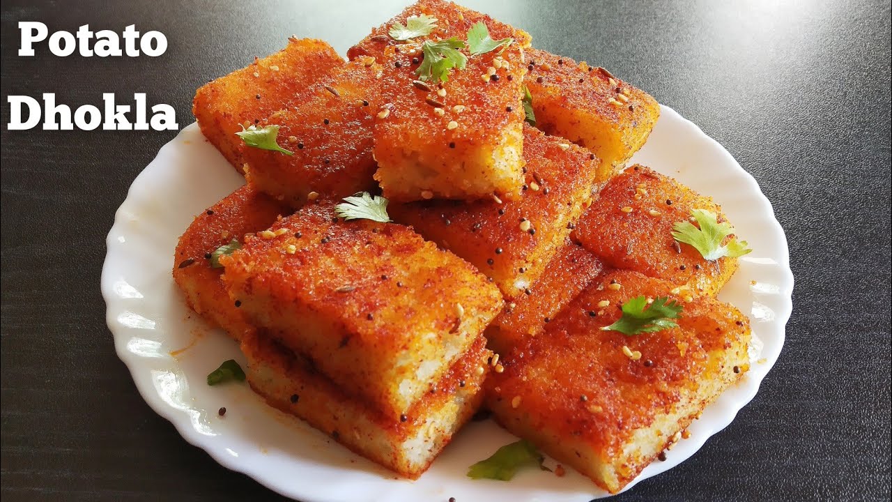 Raw Potatoes Snacks Potato Dhokla Aloo Dhokla Bateta na Dhokla Masala ...