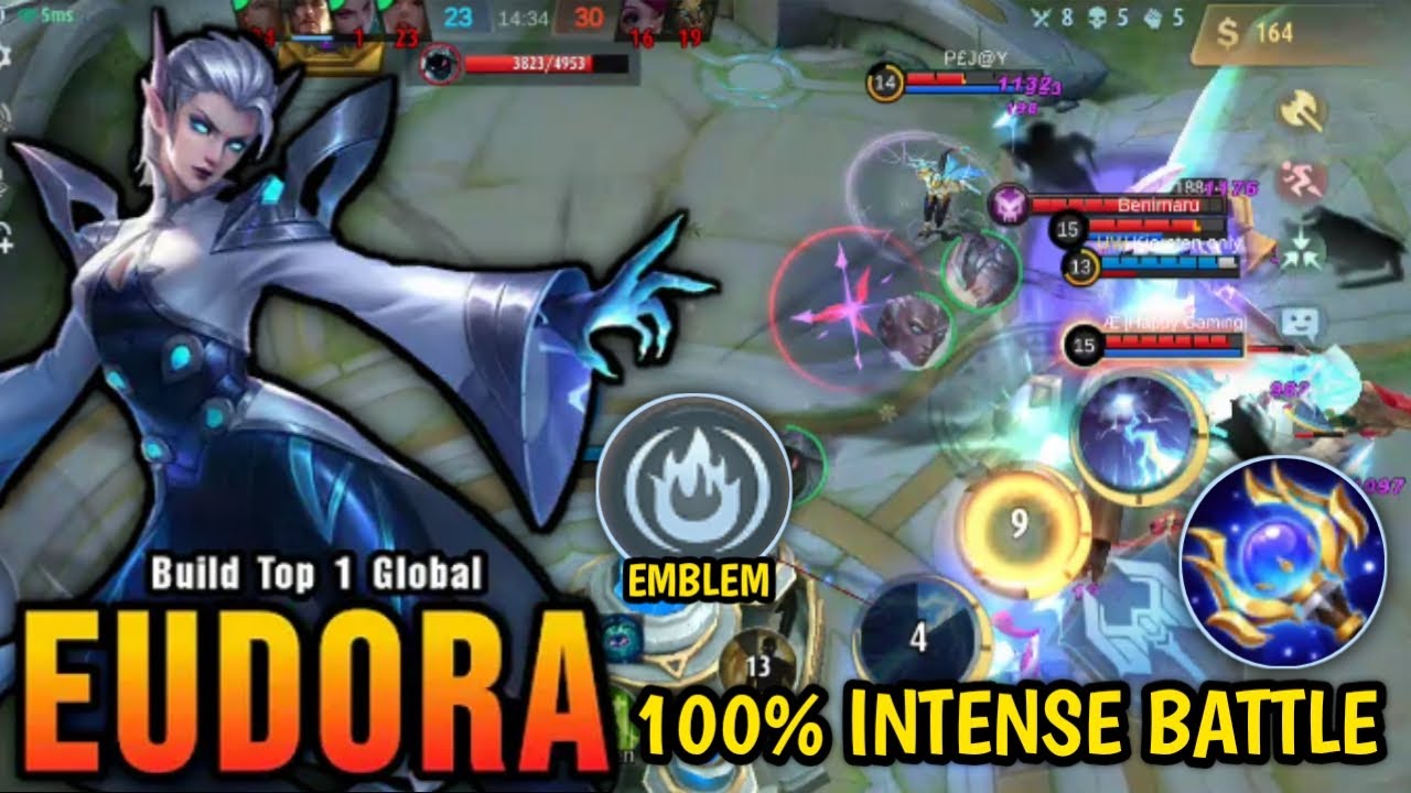 1 hit combo!!? Eudora New Emblem Intense Battle | Build Top 1 Global ...