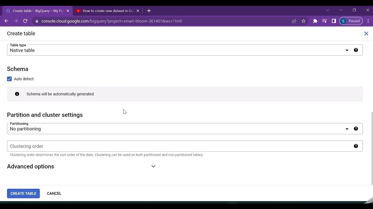 Creating new dataset from existing CSV file in Google BigQuery Console - YouTube