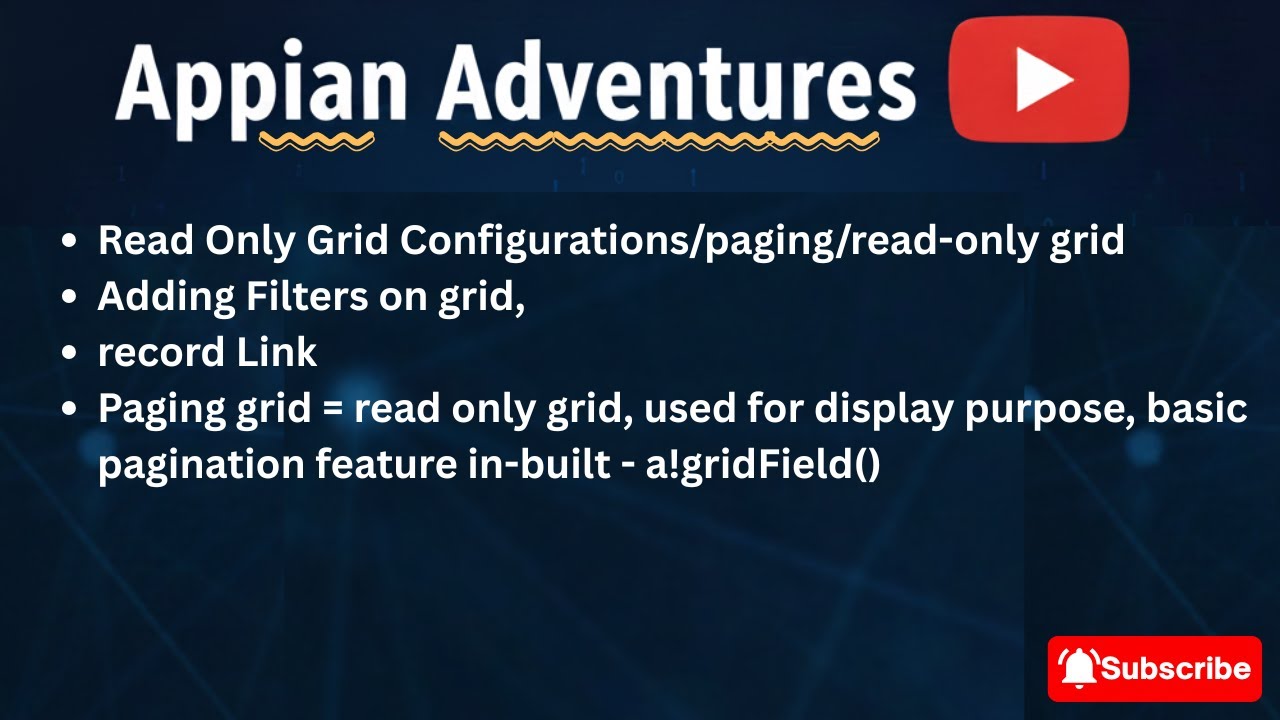 🚀 Master Appian Read-Only Grids: Filters, Links, & Paging - YouTube