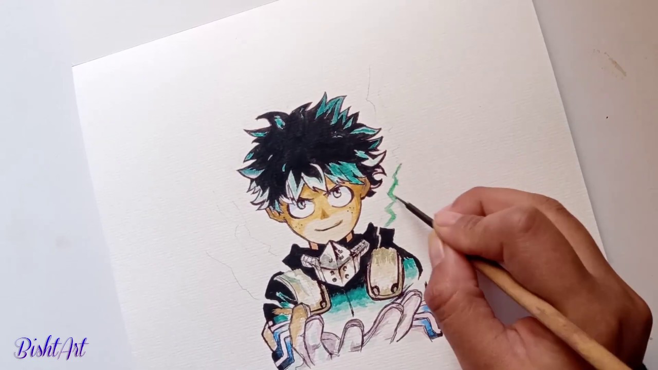 Drawing Izuku Midoriya. | Watercolor | My Hero Academia. - YouTube