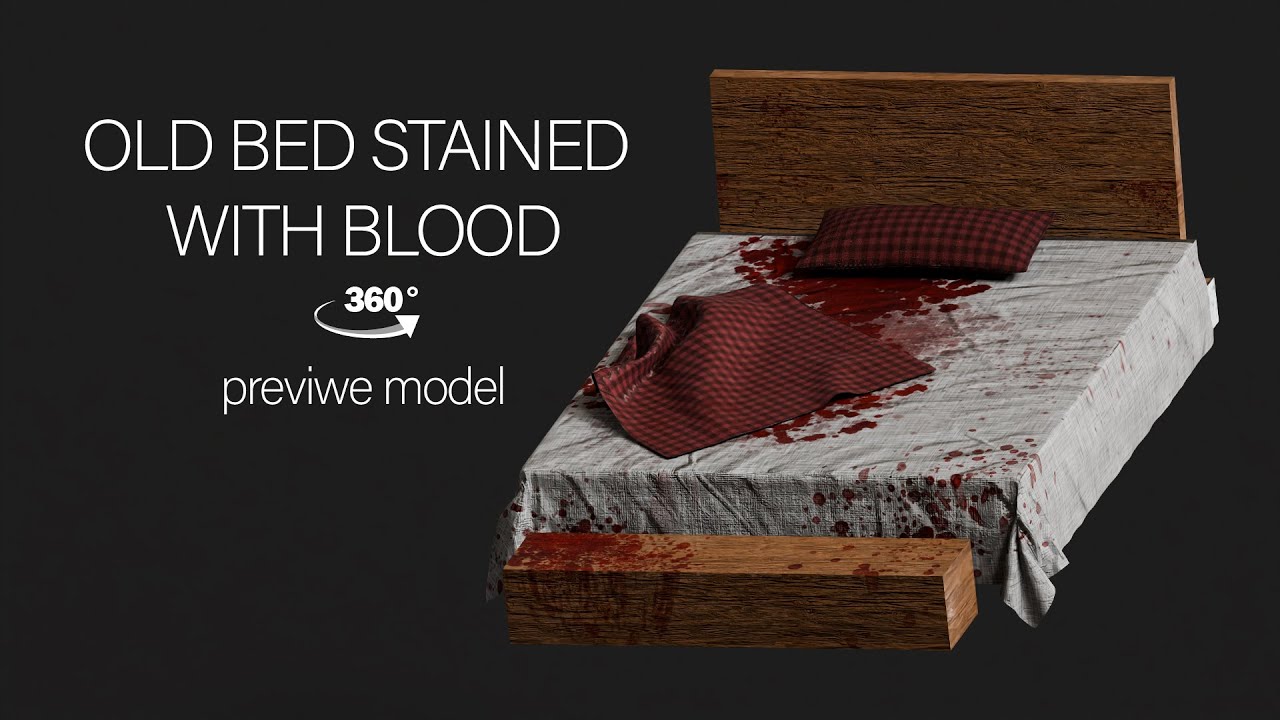 3D model 360 degree previwe Blood stained bed (Game Assets Realistic ...