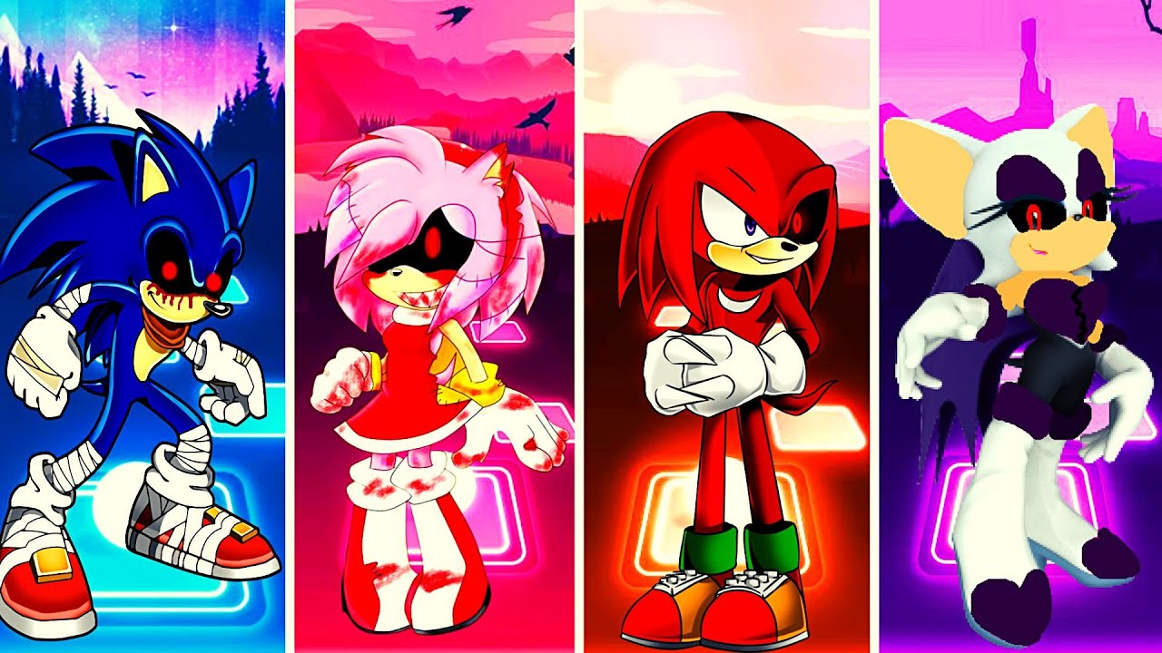 Sonic EXE vs Amy EXE vs Knuckles EXE vs Rouge EXE | Tiles Hop - YouTube
