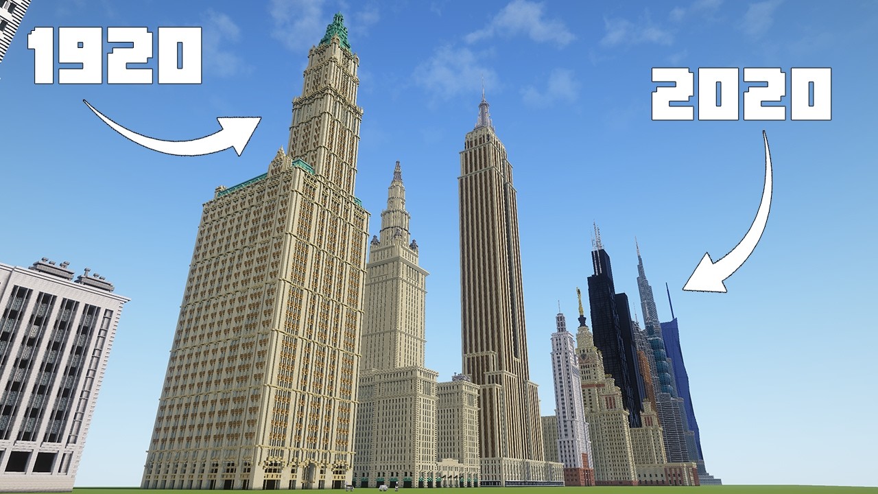 I Built the Tallest Building from Every Decade in Minecraft! - YouTube