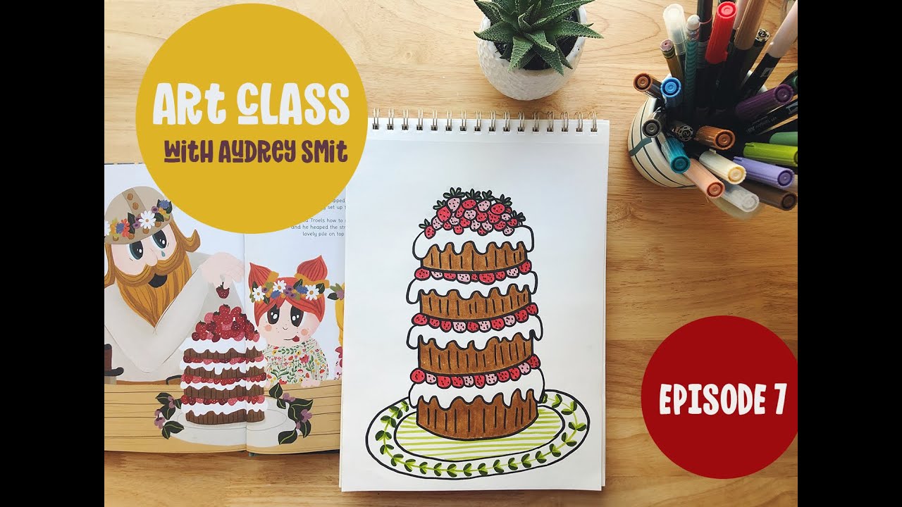 ART CLASS with Audrey Smit | Episode 7 - Giant strawberry cake - YouTube