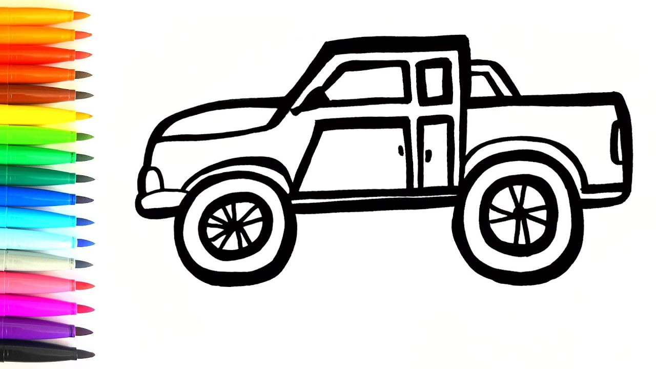 Drawing, Coloring, Painting Jeep For Kids & Toddles / How to Draw A ...