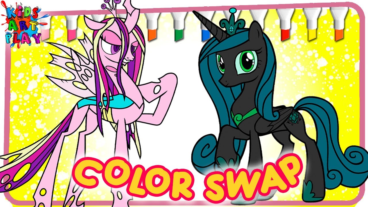 My Little Pony Queen Crystalis and Cadence COLOR SWAP Coloring Pages ...