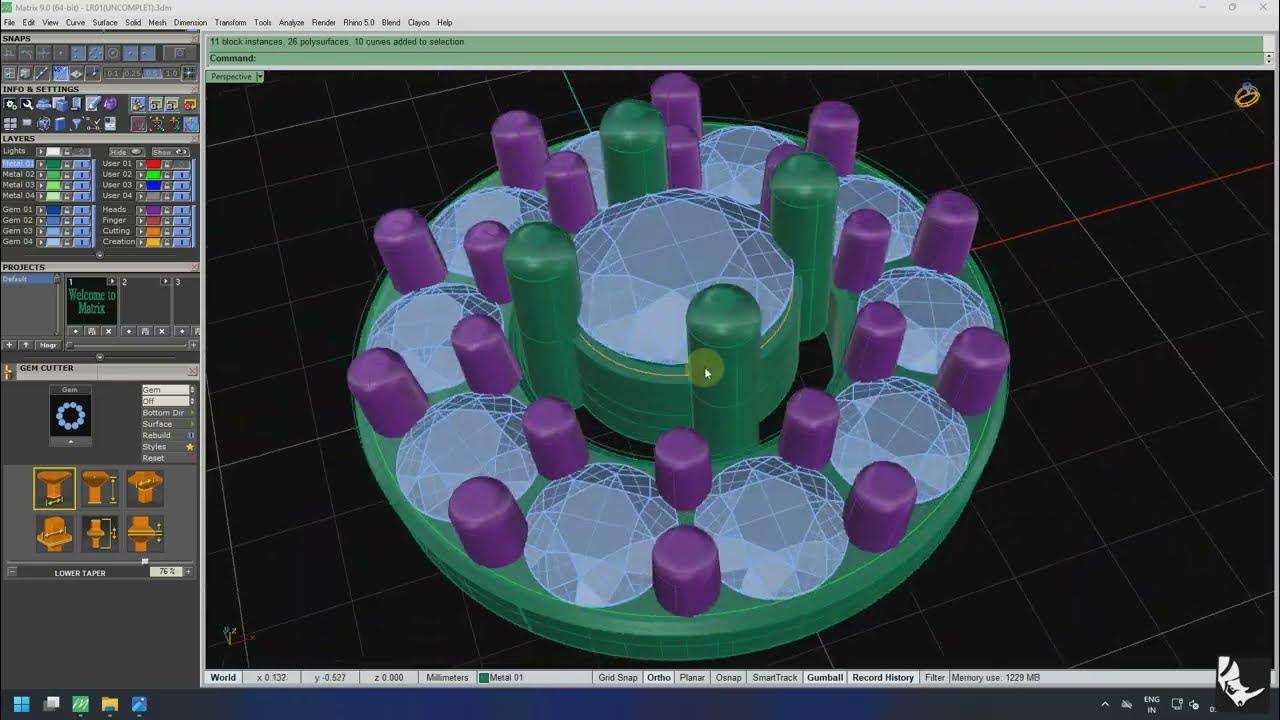 How to create easy 3d Ring on Matrix 9 - YouTube
