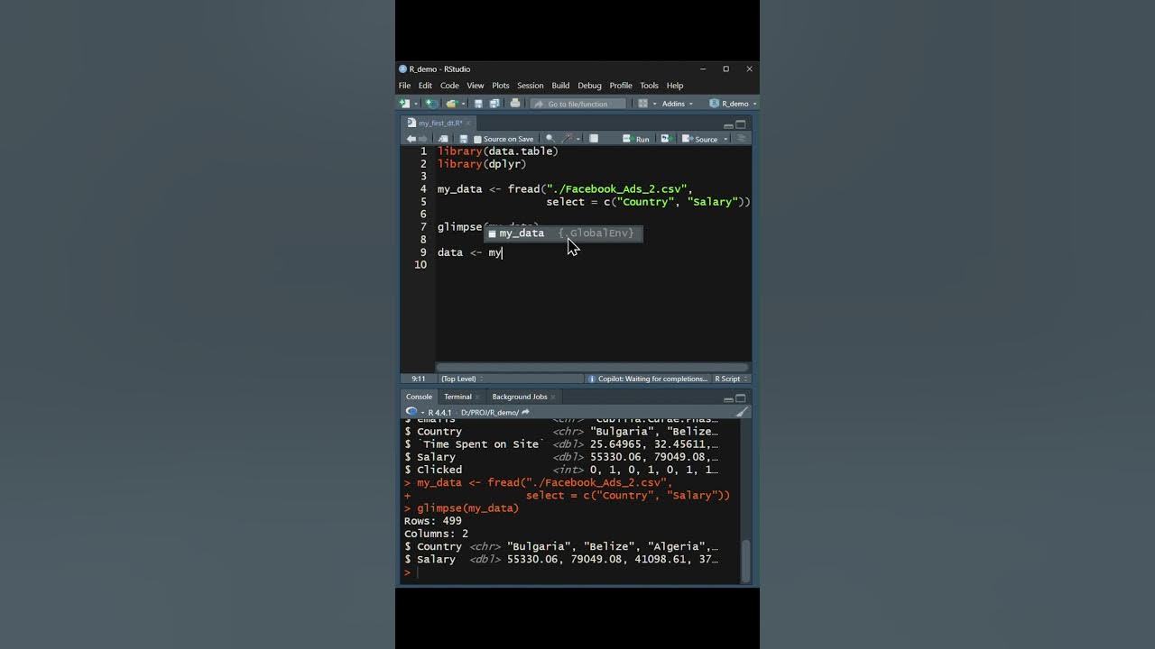 R Programming data.table fread function #coding #rstudio - YouTube