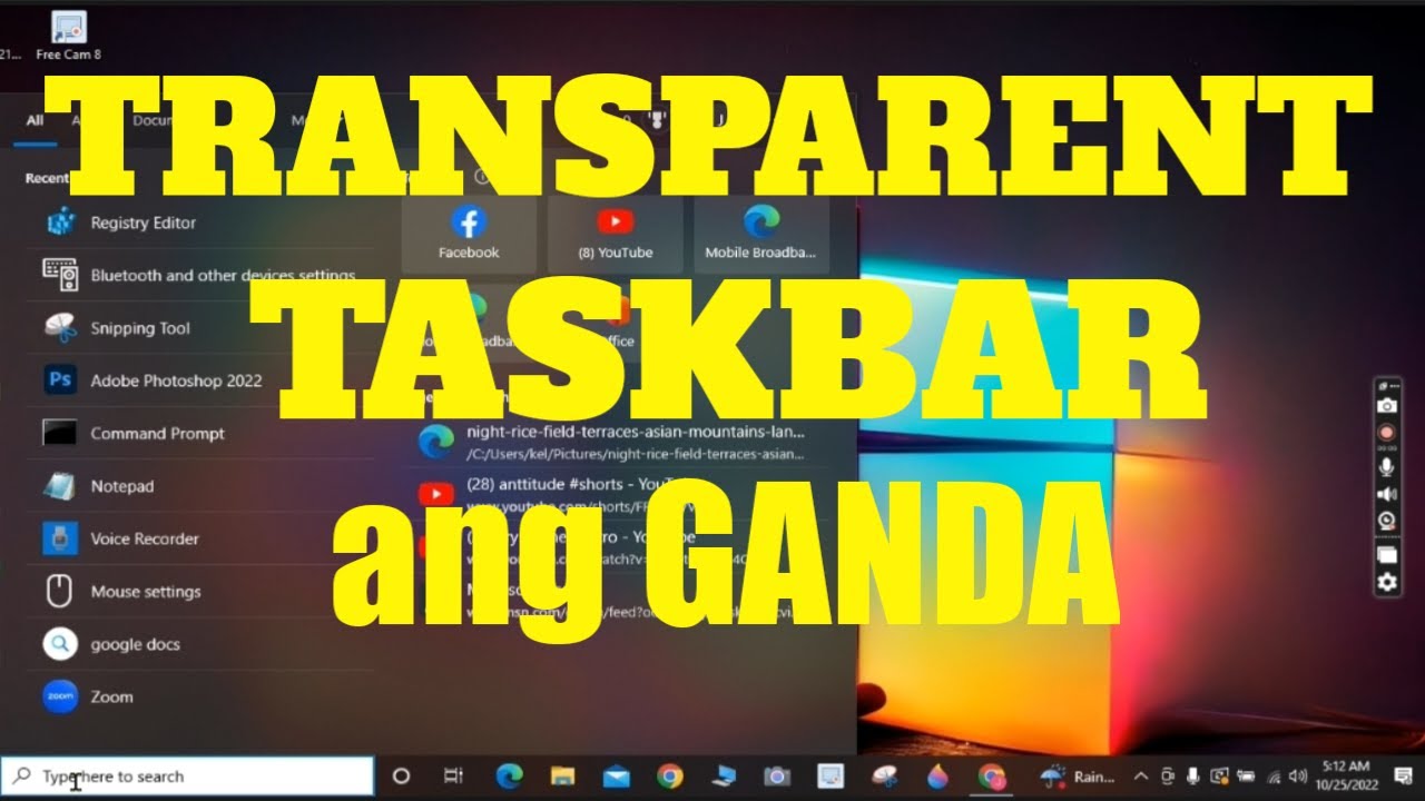 paano iapply ang transparent taskbar sa windows 10 how to make ...