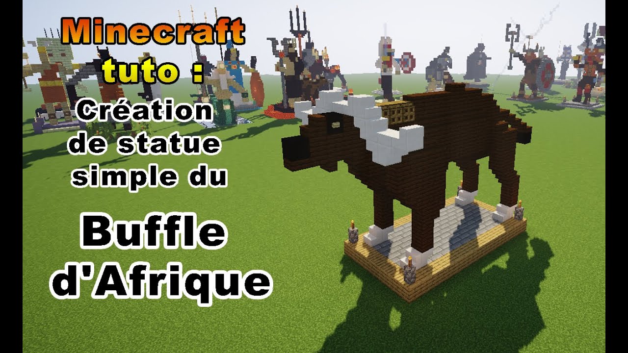 Minecraft Tuto - statue simple du Buffle d'Afrique. - YouTube