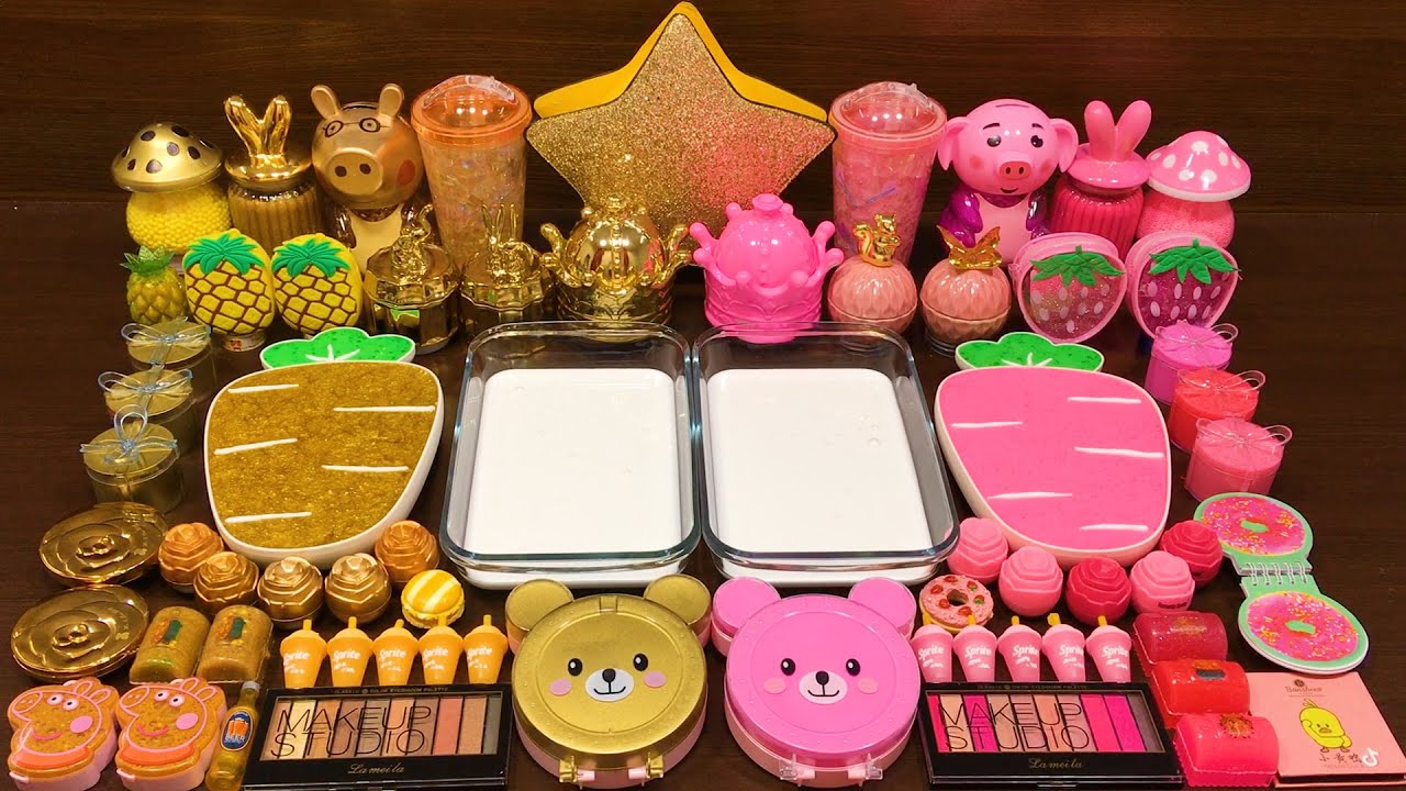 GOLD vs PINK !! Challenges Mixing Slime with Many Things ! Satisfying ...