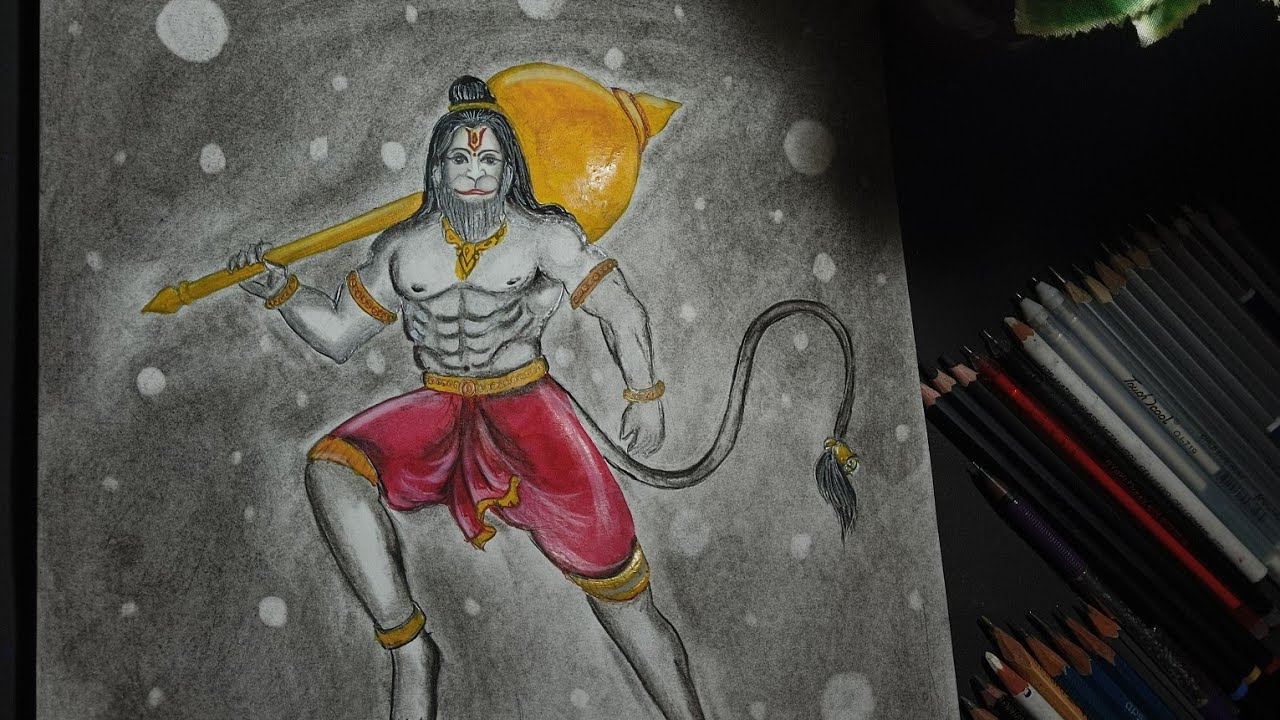 how to draw Lord Hanuman step by step tutorial video for beginners part ...
