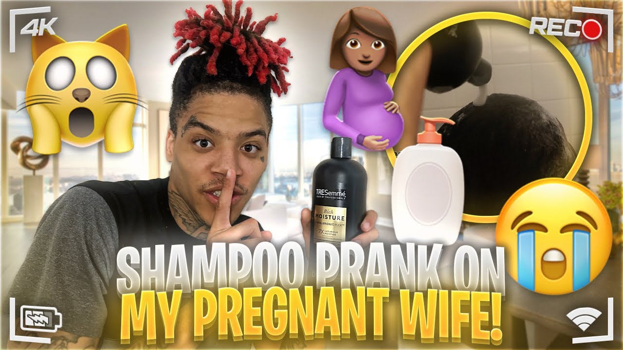 SHAMPOO PRANK ON MY PREGNANT WIFE !! *SHE FREAKED OUT** - YouTube