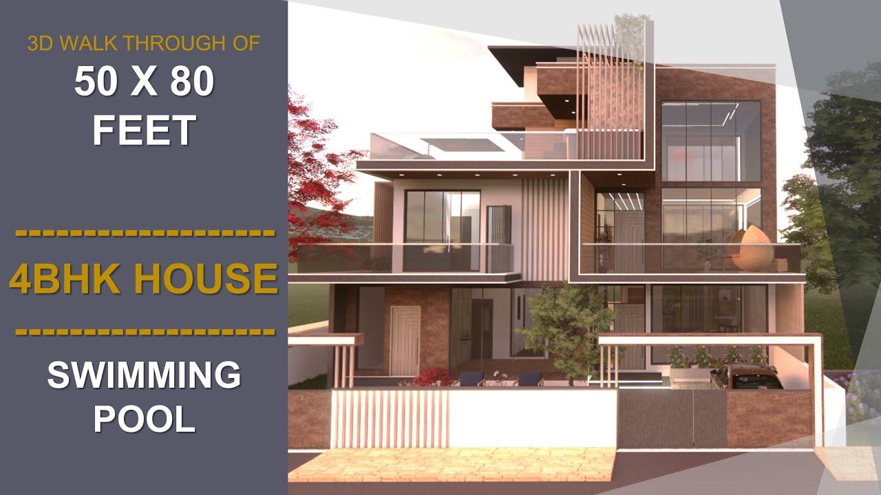 50 x 80 Feet Bungalow Design | Swimming Pool| Lift| 4 BHK | Game Room ...