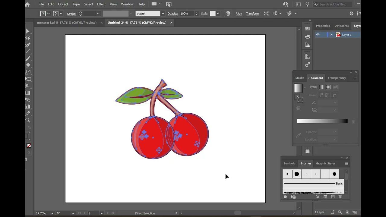Adobe Illustrator Beginner Tutorial: Create a Vector cherry from Sketch(HD-vector design - YouTube