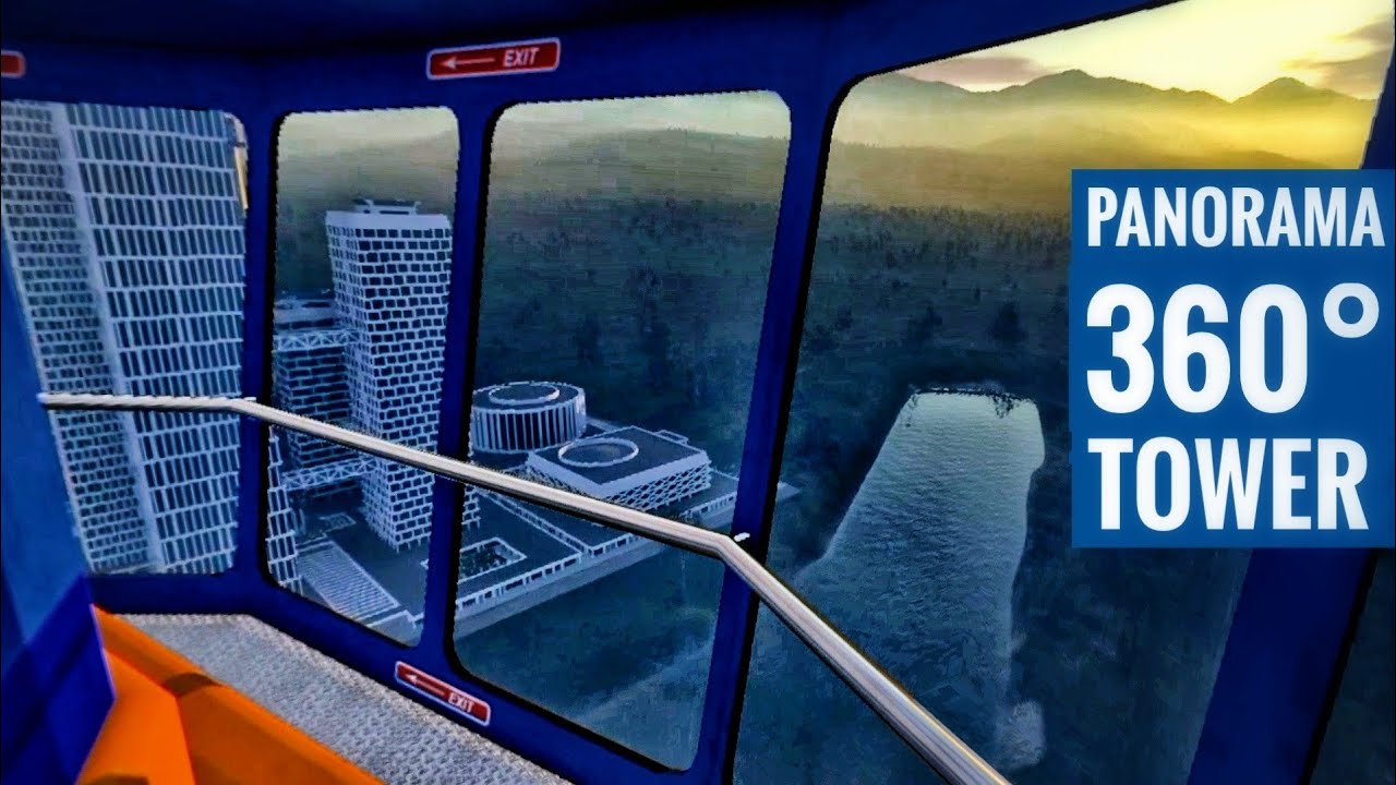 360° Panoramic Tower sunset view POV VR roller coaster 360도 자이로드롭 - YouTube