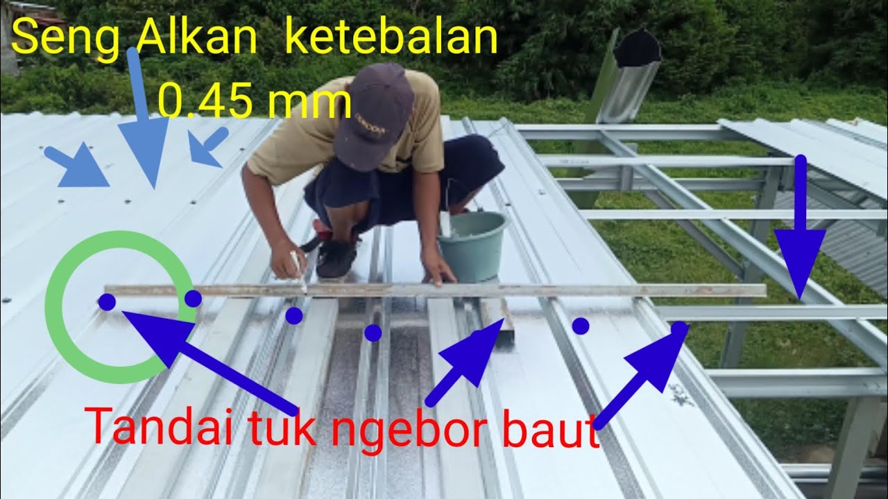 TRIK PASANG BAUT PADA ATAP SENG ALKAN DARI ATAS #bajaringan #bautseng # ...