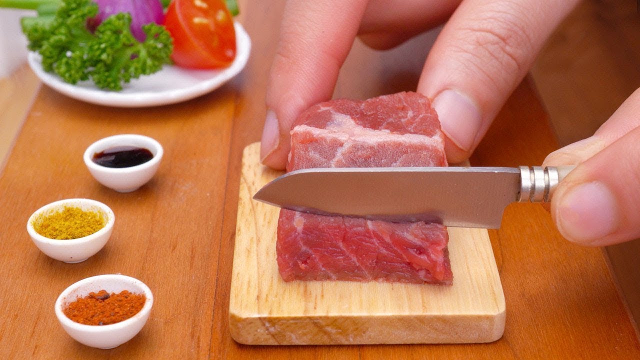 Yummy Miniature Cajun Butter Steak Bites Recipe | Miniature Cooking ...