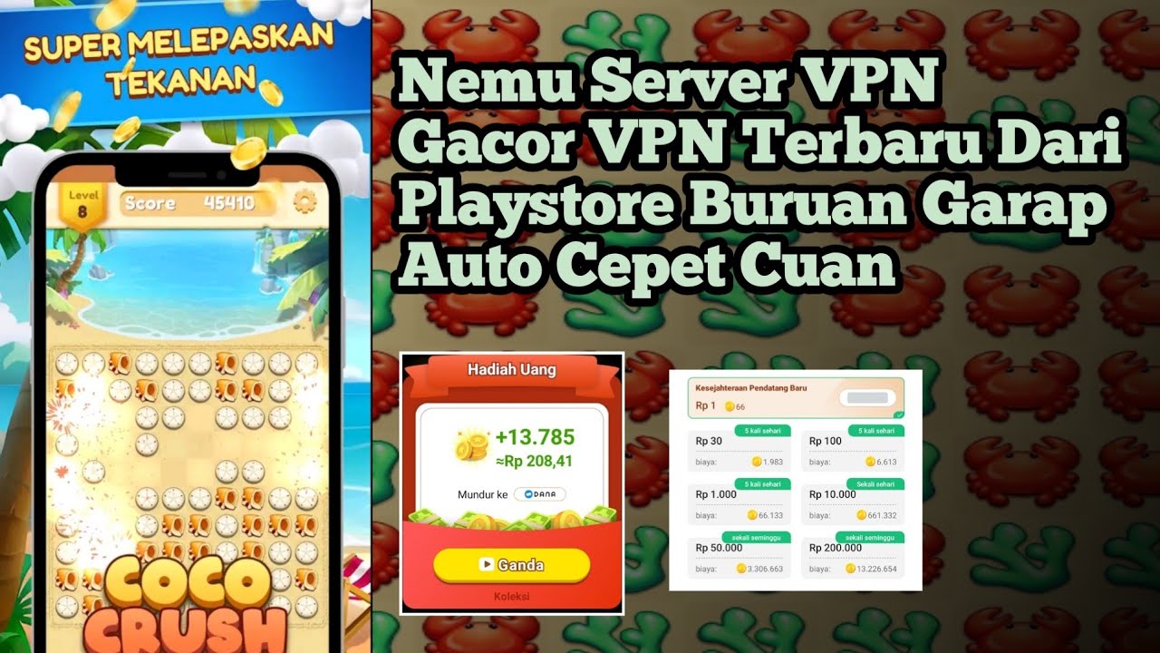 Rugi Nggak Nonton!! Cara Nuyul Iklan 5 Detik Terbaru Game Coco Crush | VPN Terbaru Server Gacor ...