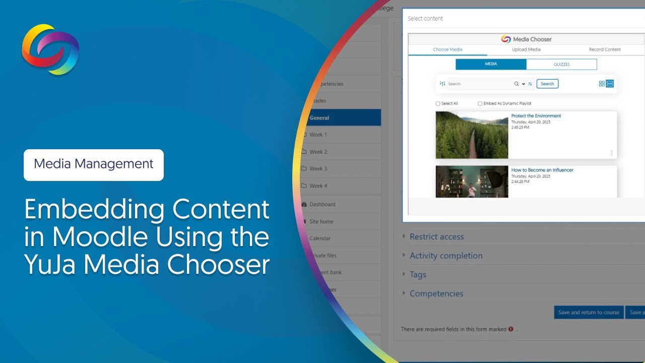 Embedding Content in Moodle Using the YuJa Media Chooser - YouTube