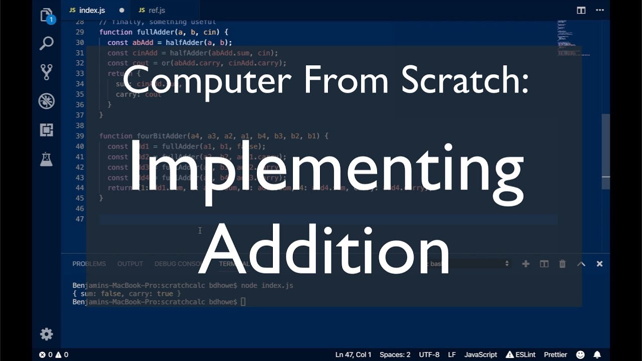 Building a computer: implementing binary addition - YouTube