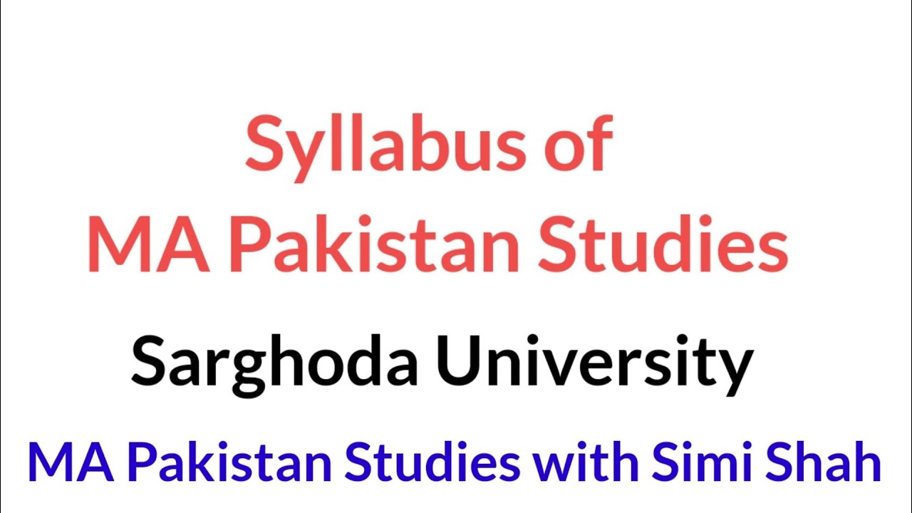 Syllabus of MA Pakistan Studies | Book of MA Pakistan Studies | MA ...
