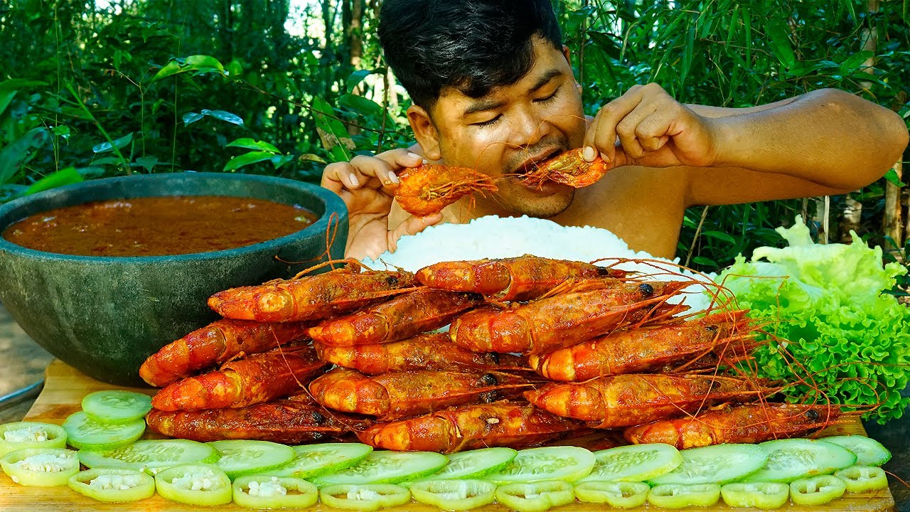 Blue Shrimp Red Curry Recipe | Cooking Blue Shrimp Red Curry Eating So ...