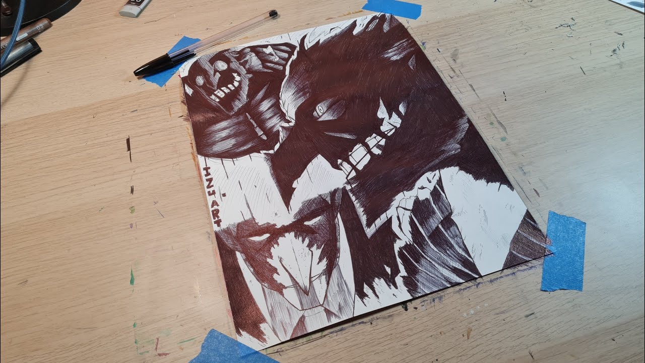 Speed Drawing RE-DESTRO (stylo bille) (FR) - YouTube