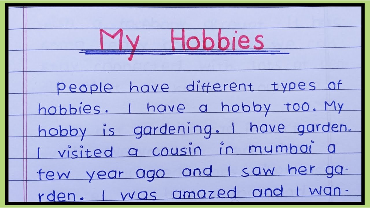 My hobby essay in english | 100 word essay on my hobby | my hobby essay ...