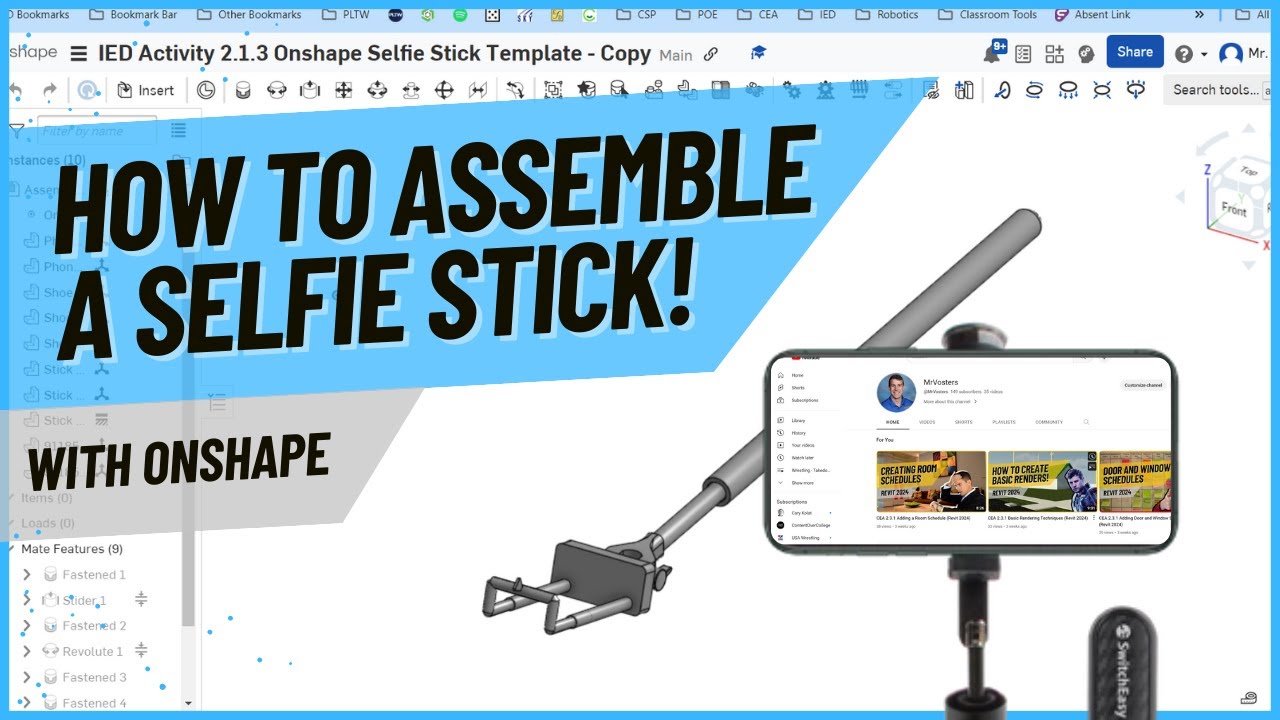 IED 2.1.3 Selfie Stick Assembly (OnShape) - YouTube