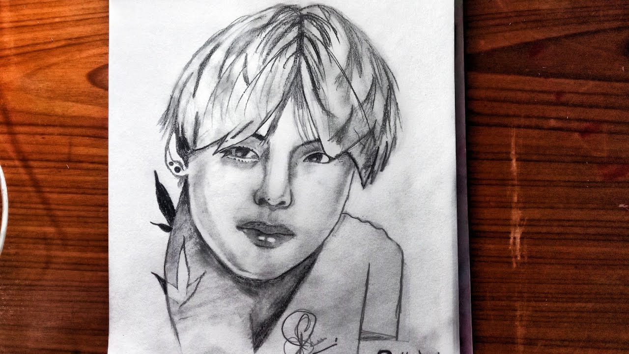 Drawing BTS V @BANGTANTV #shorts #bts - YouTube