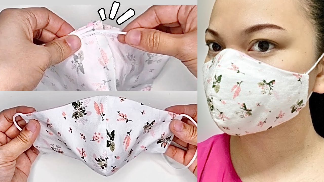 Hidden Stitch! 3 LAYERS Face Mask with Filter Pocket and Nose Wire ...