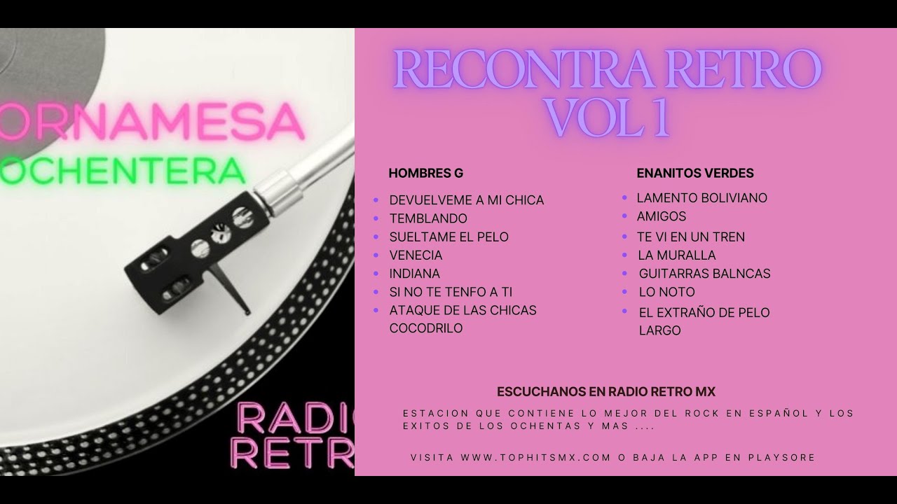 RECONTRA RETRO VOL 1 (Éxitos de Hombres G y Enanitos Verdes de RADIO RETRO MX) - YouTube