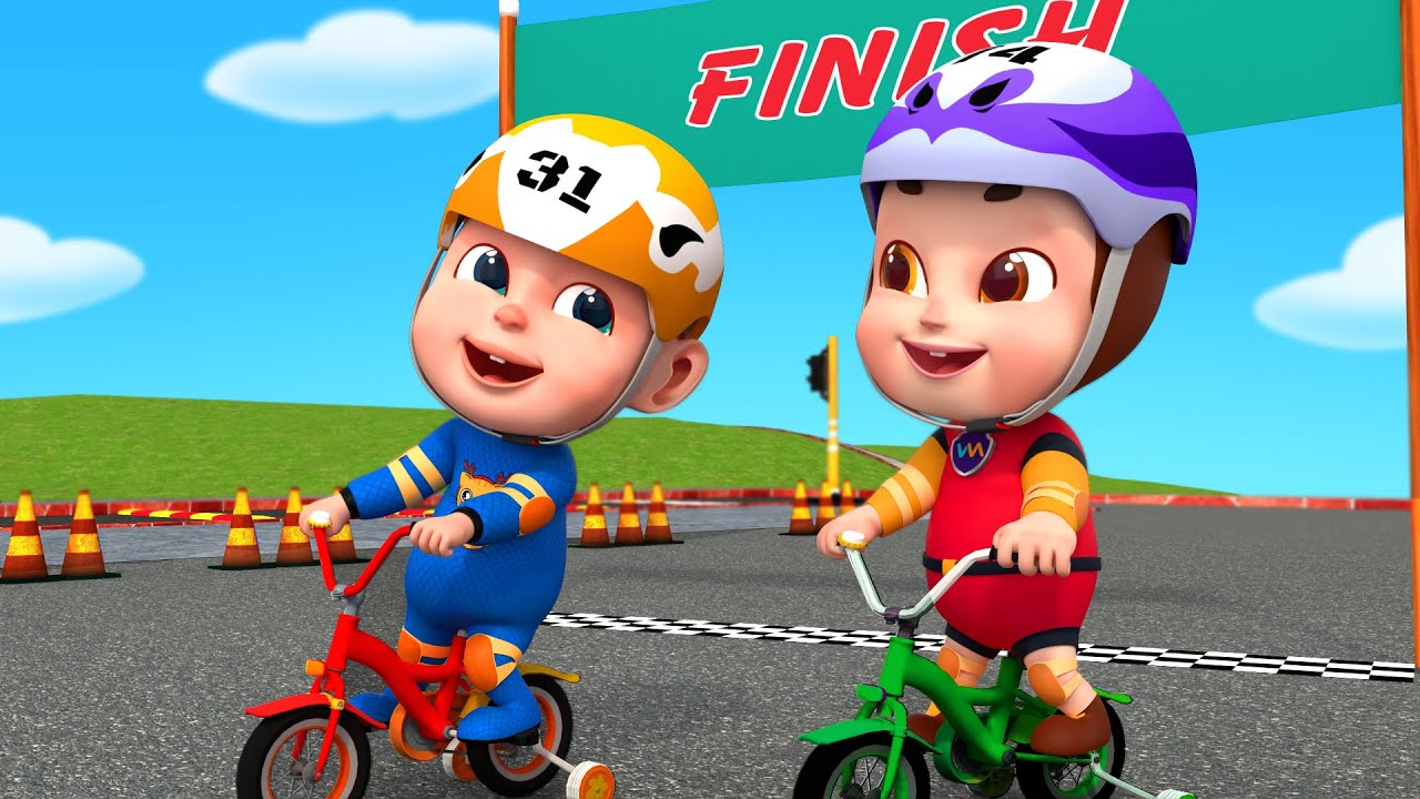 Bike Race Songs + Wheels On The Bus Go Round and Round | More Nursery ...