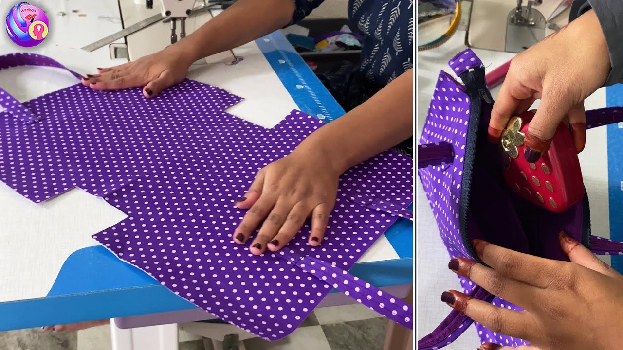 One cut bag - zero wastage cutting & sewing - girls bag making - YouTube