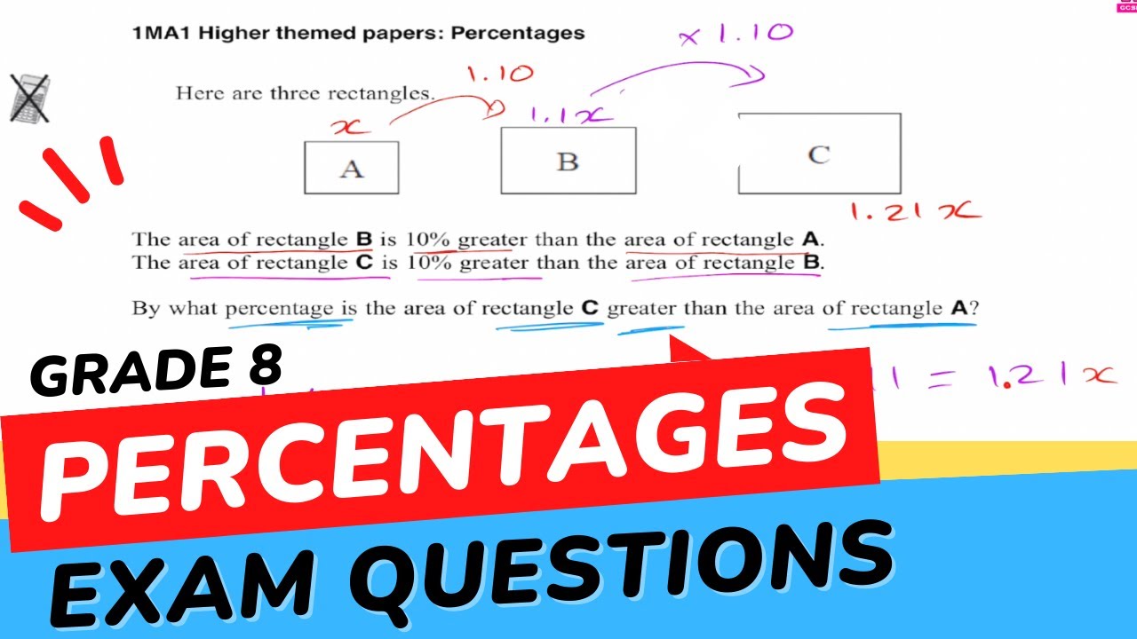 Solving Percentages Exam Questions GCSE Grade 8 - YouTube