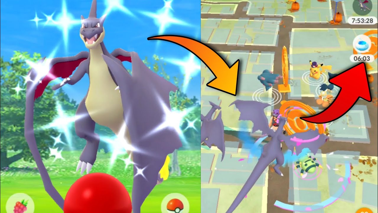 OMG! First Time Shiny Mega Charizard Spawn In Wild - YouTube