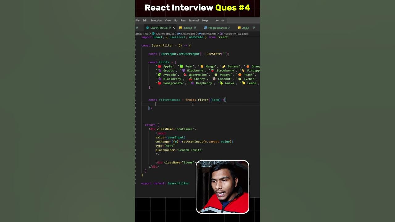 React Coding Interview Question: Search Filter Functionality🔥 #react ...