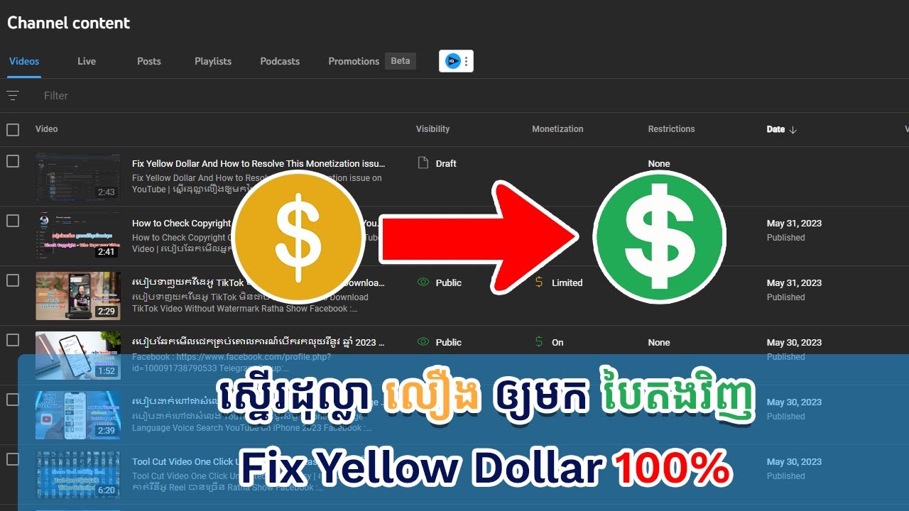 Fix Yellow Dollar And How to Resolve This Monetization issue on YouTube ...