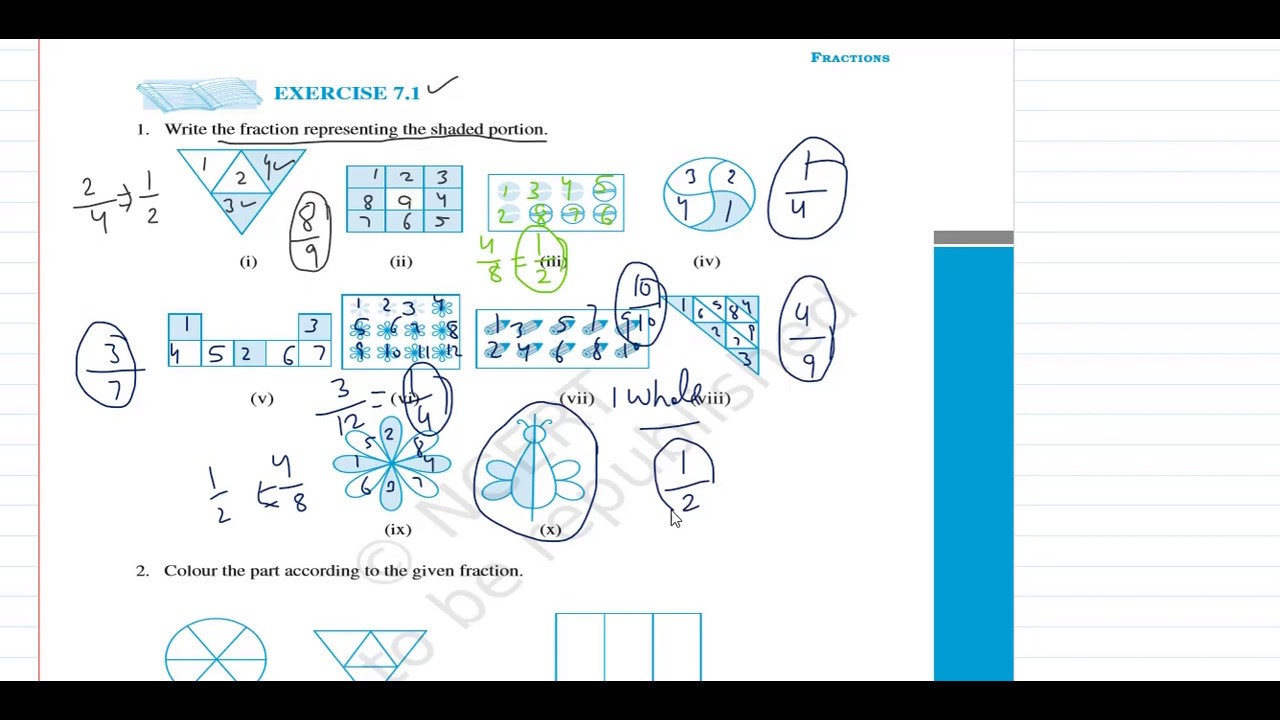 Fractions Basics class 6th chapter 7 exercise 7.1 - YouTube