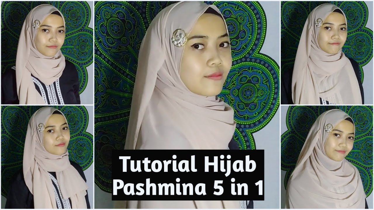 Tutorial Hijab #1 Pashmina 5 Look Simpel - YouTube
