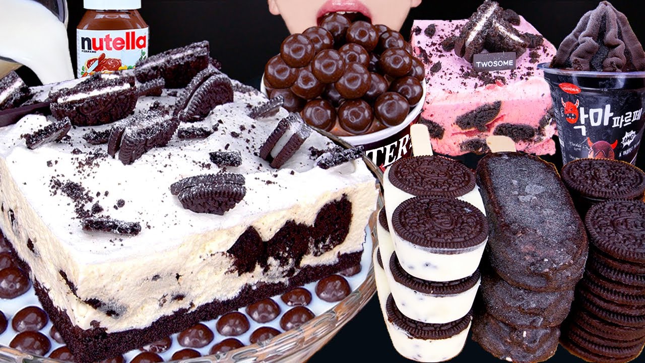 Asmr Oreo Cake Maltesers Magnum Chocolate Ice Cream Nutella Dessert