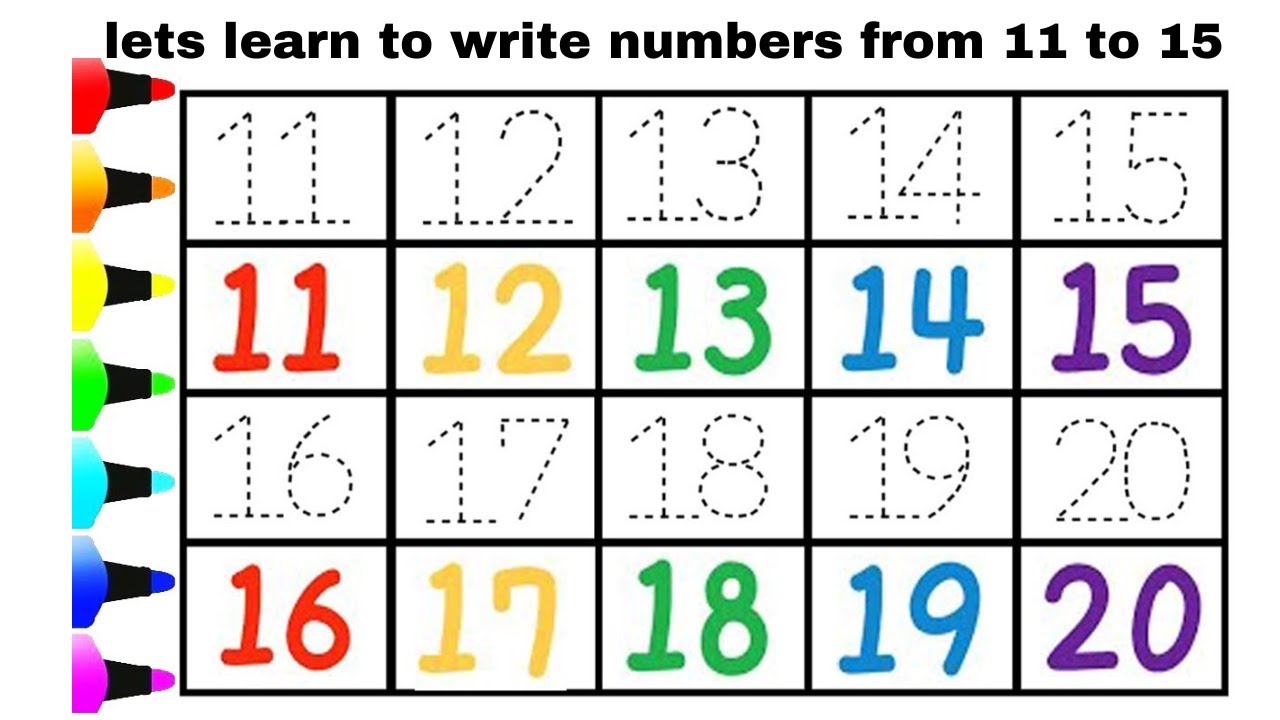 Lets learn to write numbers 11 to 15 - YouTube