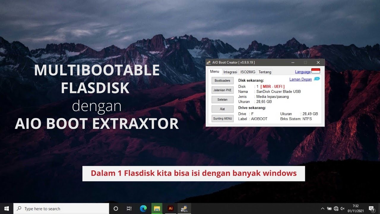Cara membuat multibootable flashdisk dengan AIO Boot Extractor - YouTube